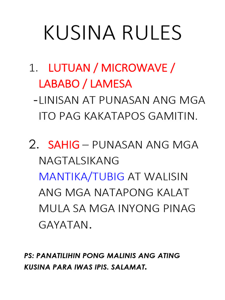 Kusina Rules | PDF