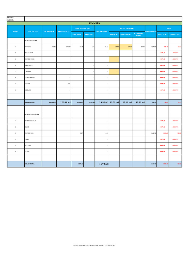 Structural Take Off v.02 | PDF | Building Materials | Building
