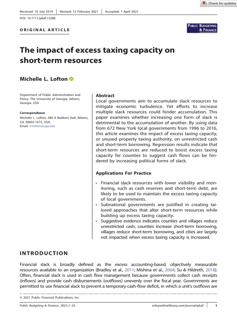 Impact of Taxing Capacity on Resources | PDF | Taxes | Government ...
