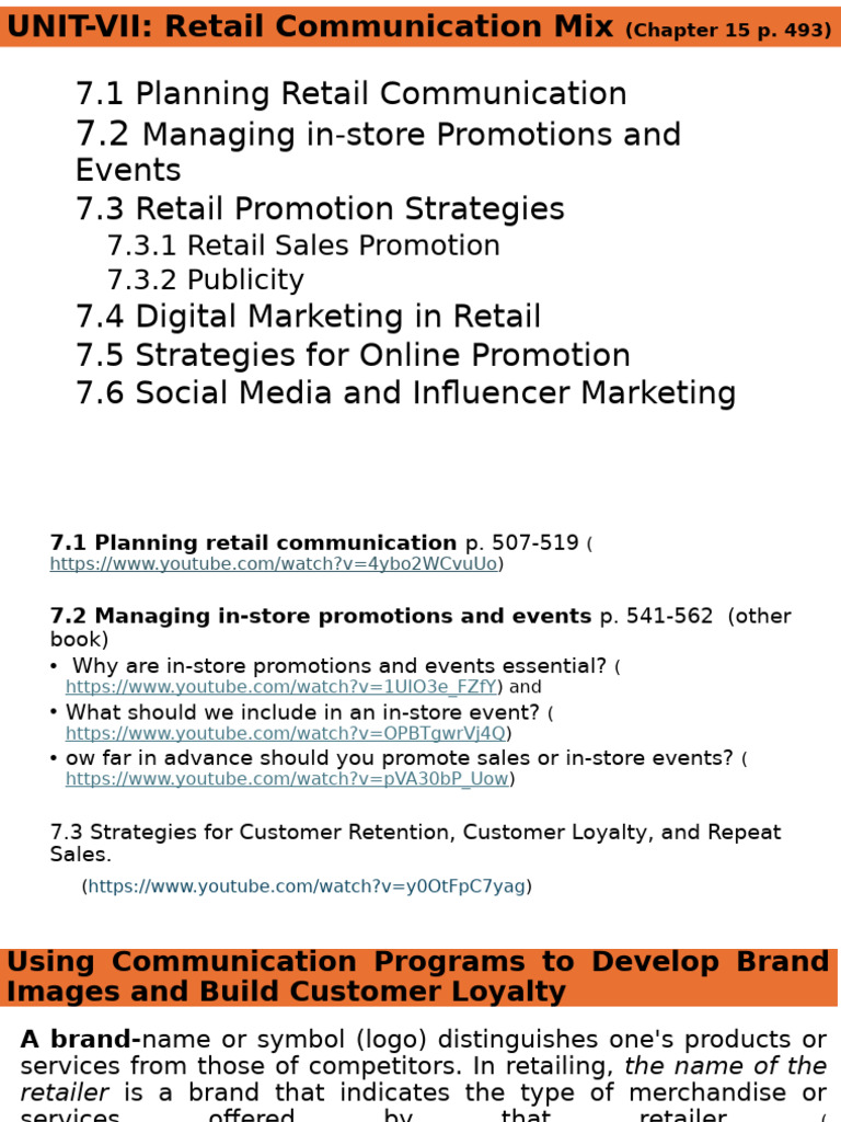 Unit-VII - Retail Comm Mix | PDF | Brand | Retail