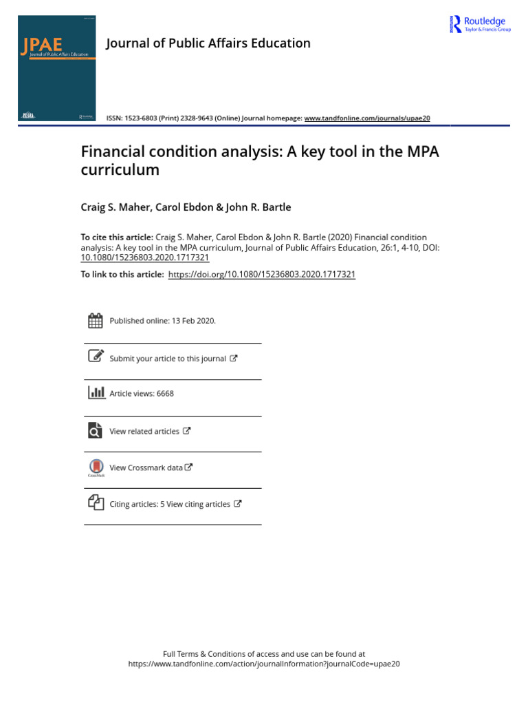 Financial Condition Analysis in MPA Curriculum | PDF | Critical ...