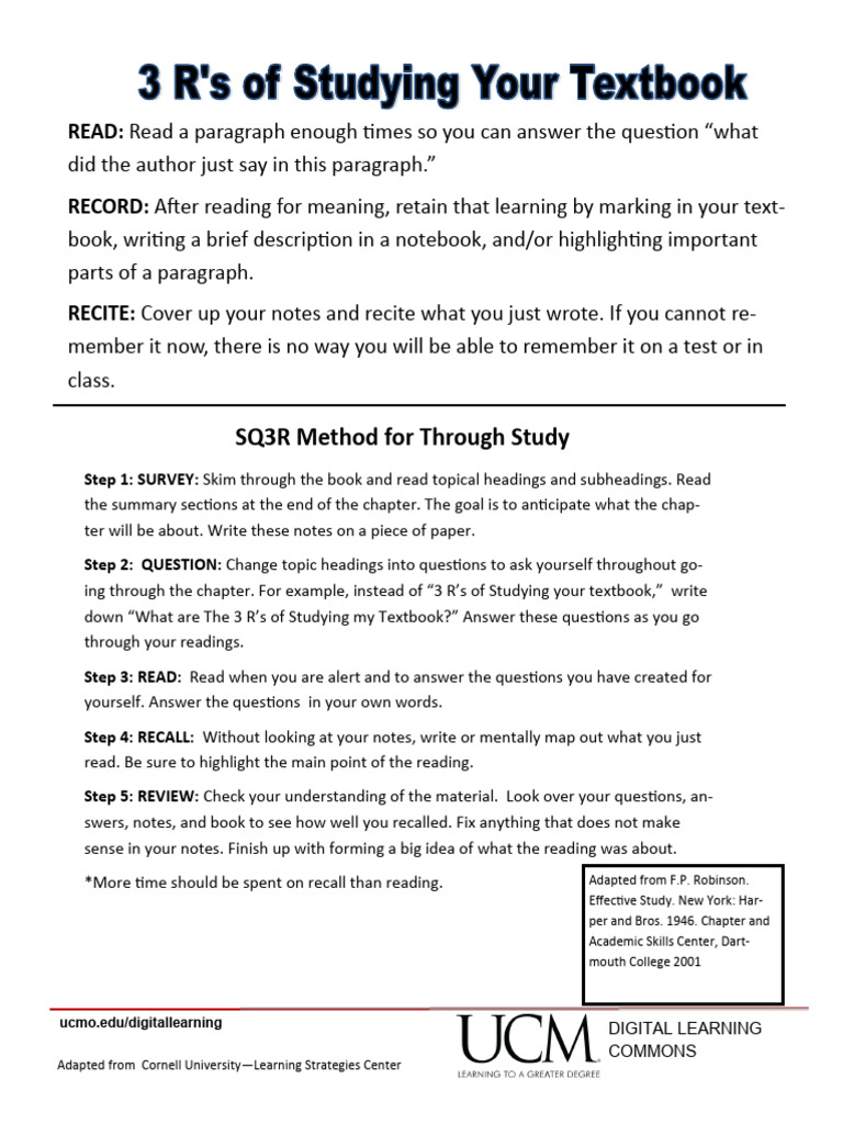 3rs Studying Your Textbook | PDF