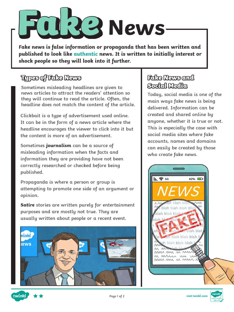 Fake News Reading Comprehension Grade 5 | PDF | News | Communication
