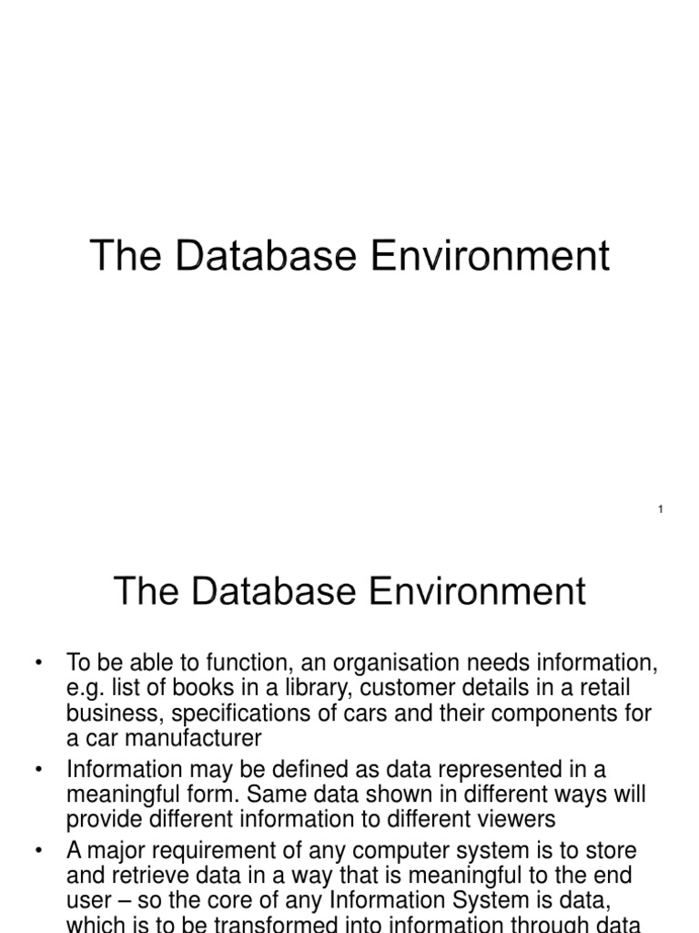 The Database Environment | PDF | Relational Database | Databases