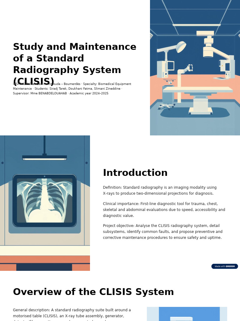 Study and Maintenance of A Standard Radiography System CLISIS | PDF ...