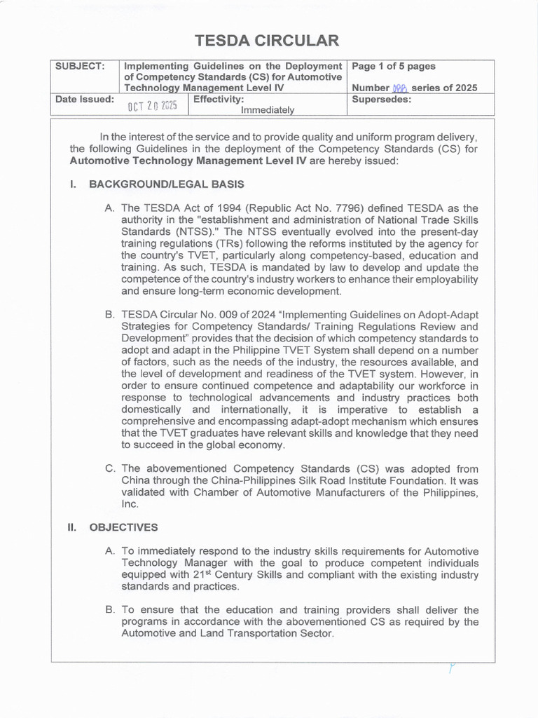 TESDA Circular No. 088-2025 | PDF | Vocational Education | Occupational ...