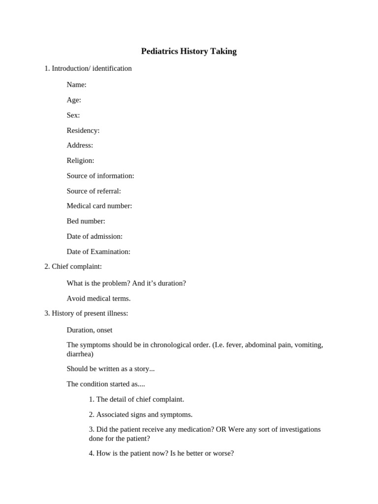 Pediatrics History Taking | PDF | Breastfeeding | Breathing