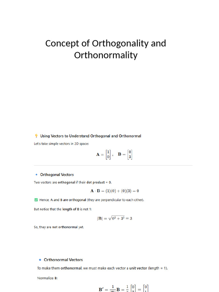 Orthogonal and Orthonormal Vectors or Wavefunctions | PDF