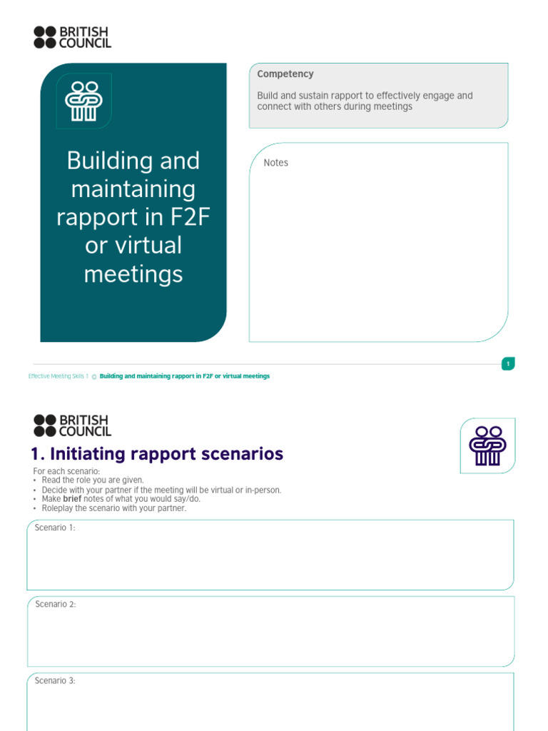 MEET 1 Building+and+Maintaining+Rapport+in+Meetings Task+Book | PDF ...