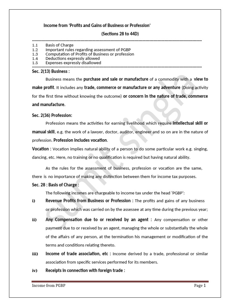 1 Income From PGBP | PDF | Expense | Depreciation
