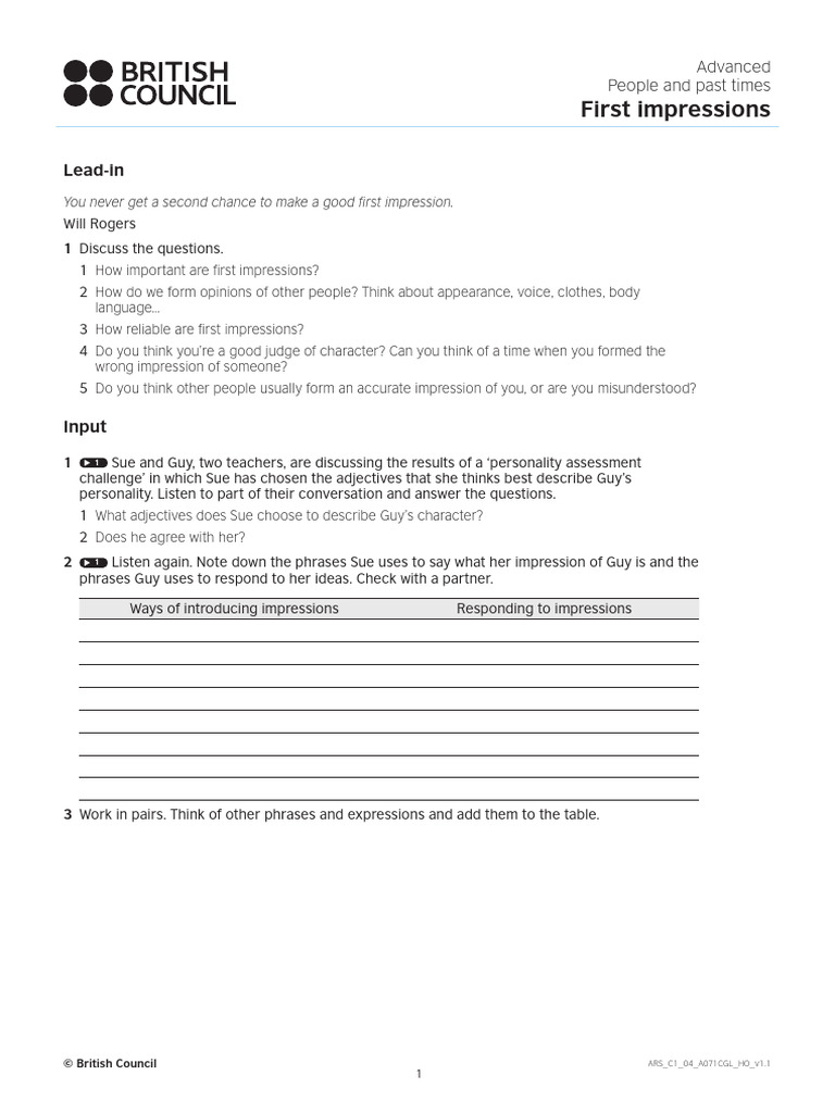 First Impressions: Personality Insights | PDF