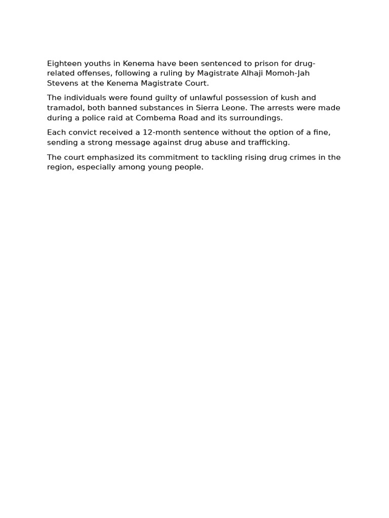 Drugs Story in Kenema | PDF