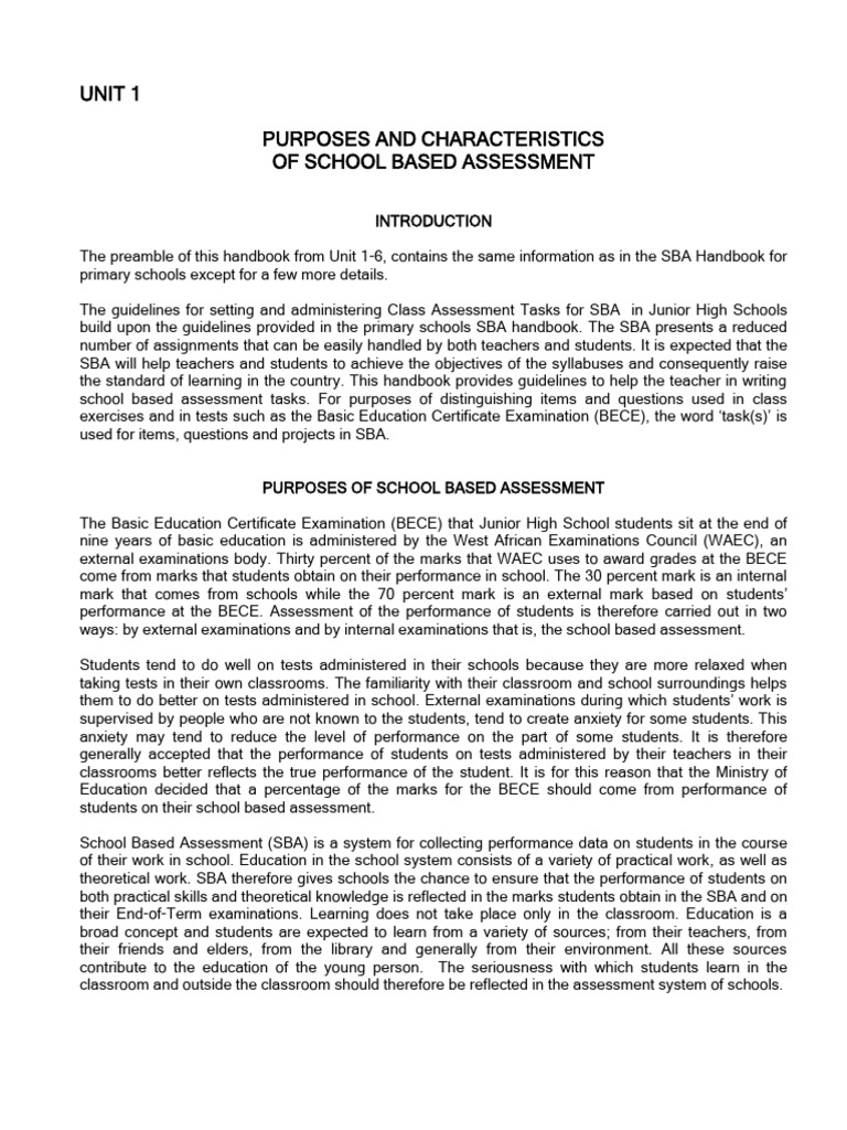 Sba Handbook Jhs English 03 10 11 2doc | PDF | Teachers | Educational ...