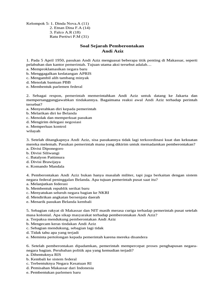 Sejarah Andi Aziz Kelompok 5 | PDF