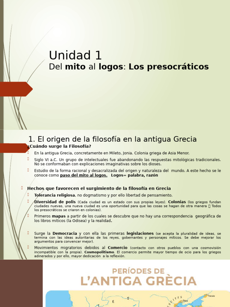 Del Mito Al Logos. Los Presocraticos. Filosofía. | PDF | Conocimiento ...