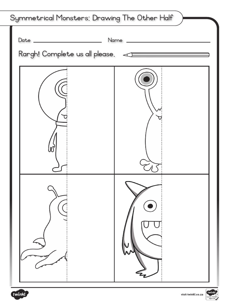 Za M 1699607000 Grade 3 Math Symmetry Complete The Monsters Ver 1 | PDF