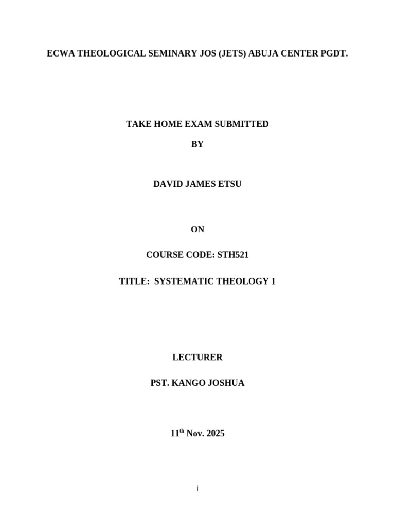 Take Home Exam | PDF | God | Bible