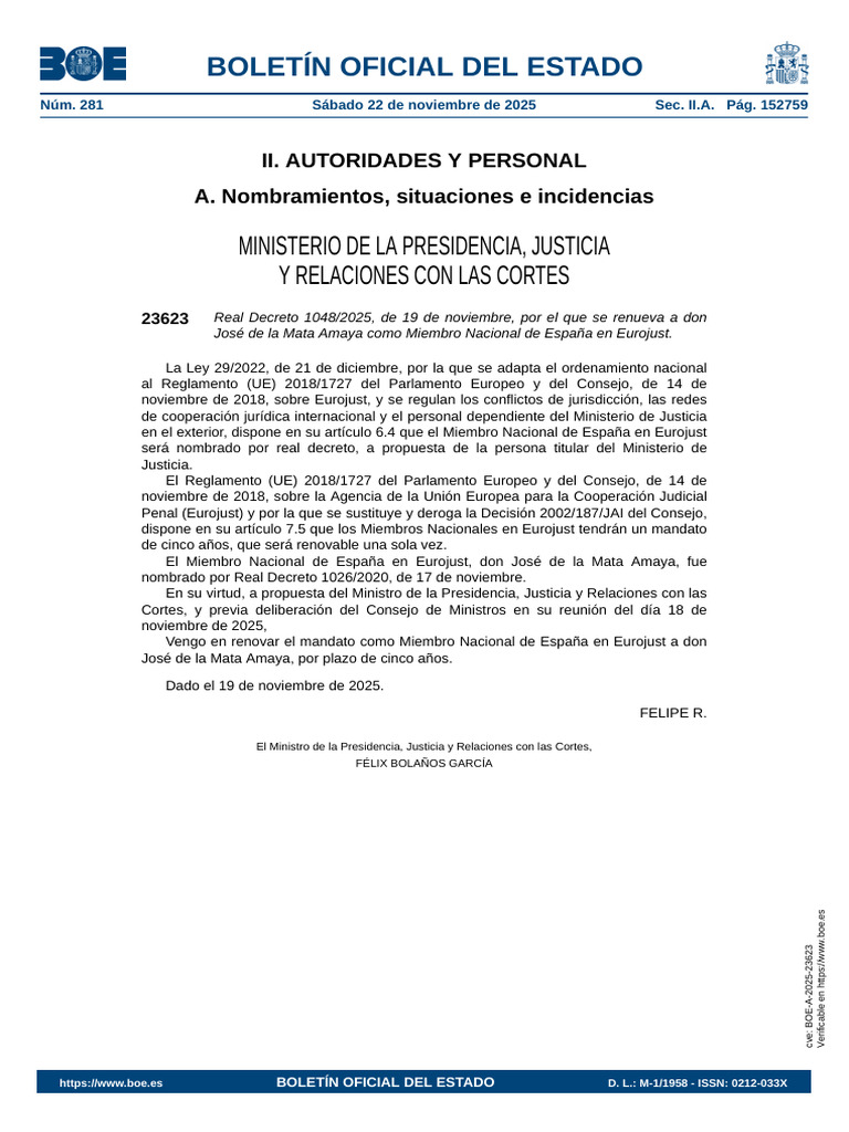 BOE-A-2025-23623 | PDF | España | Justicia