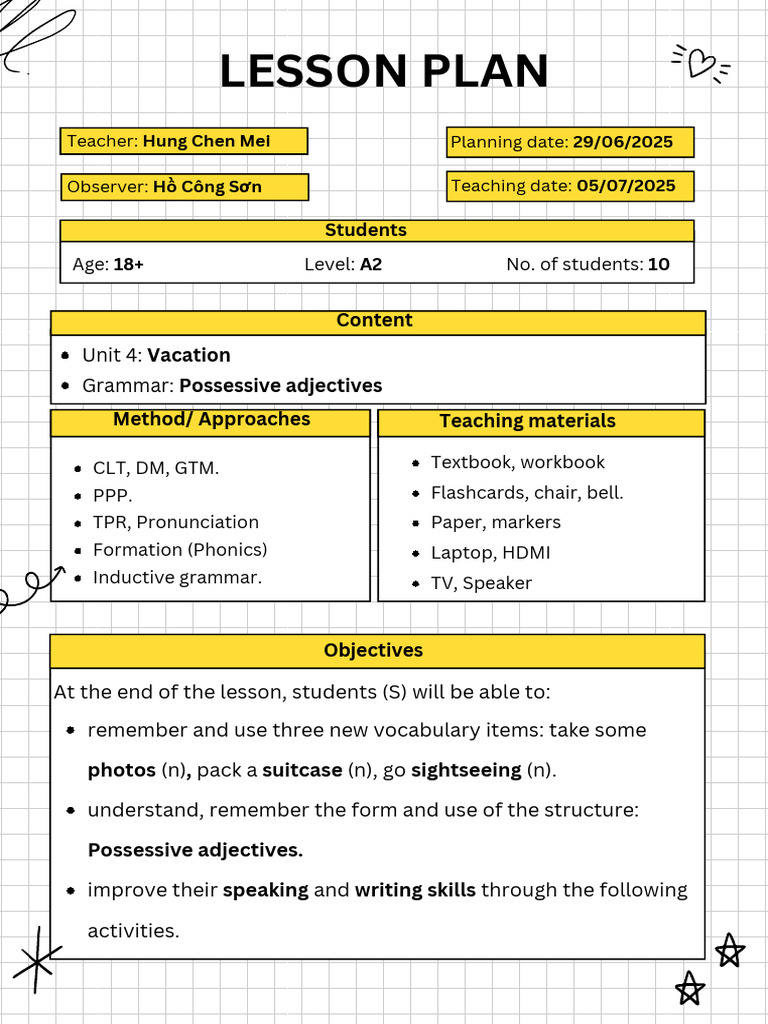 Lesson Plan Grammar Chen Mei | PDF | Phonics | Vocabulary