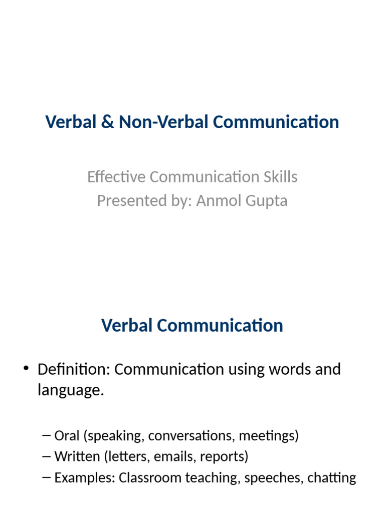Verbal Nonverbal Communication | PDF