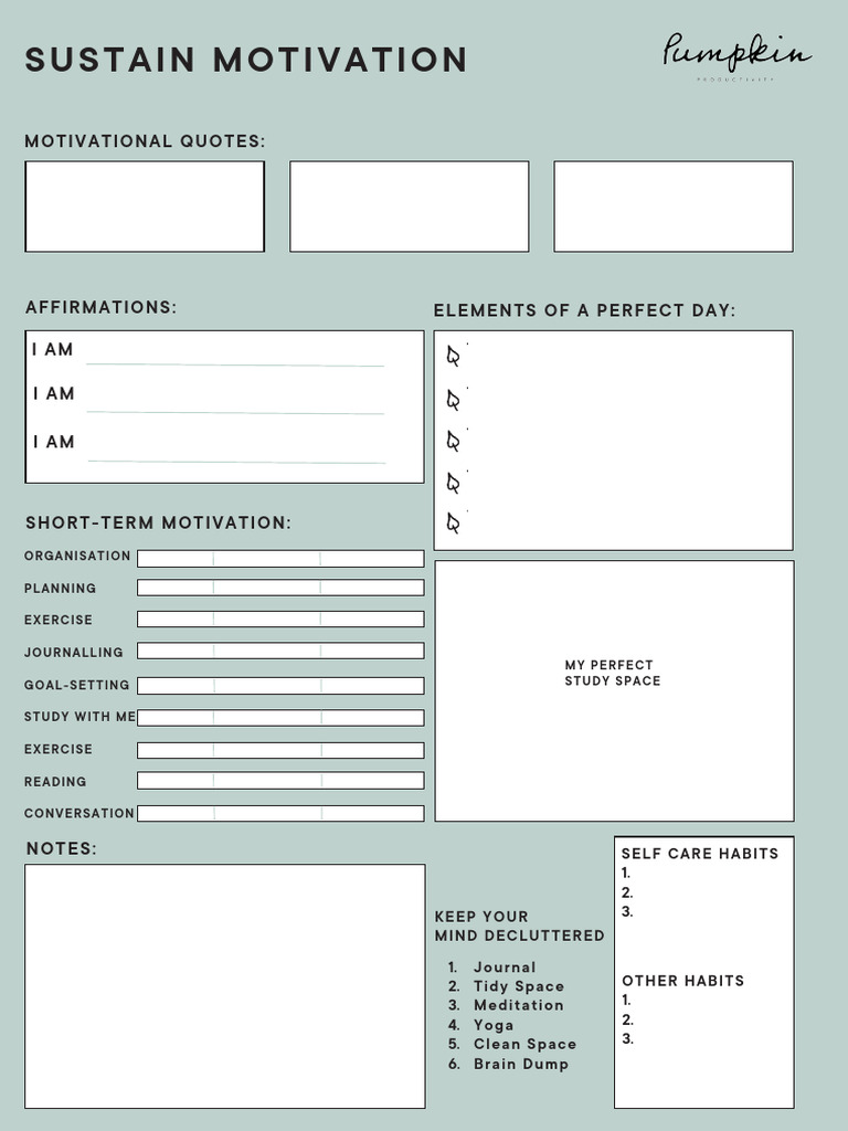 Sustain Motivation Printable | PDF