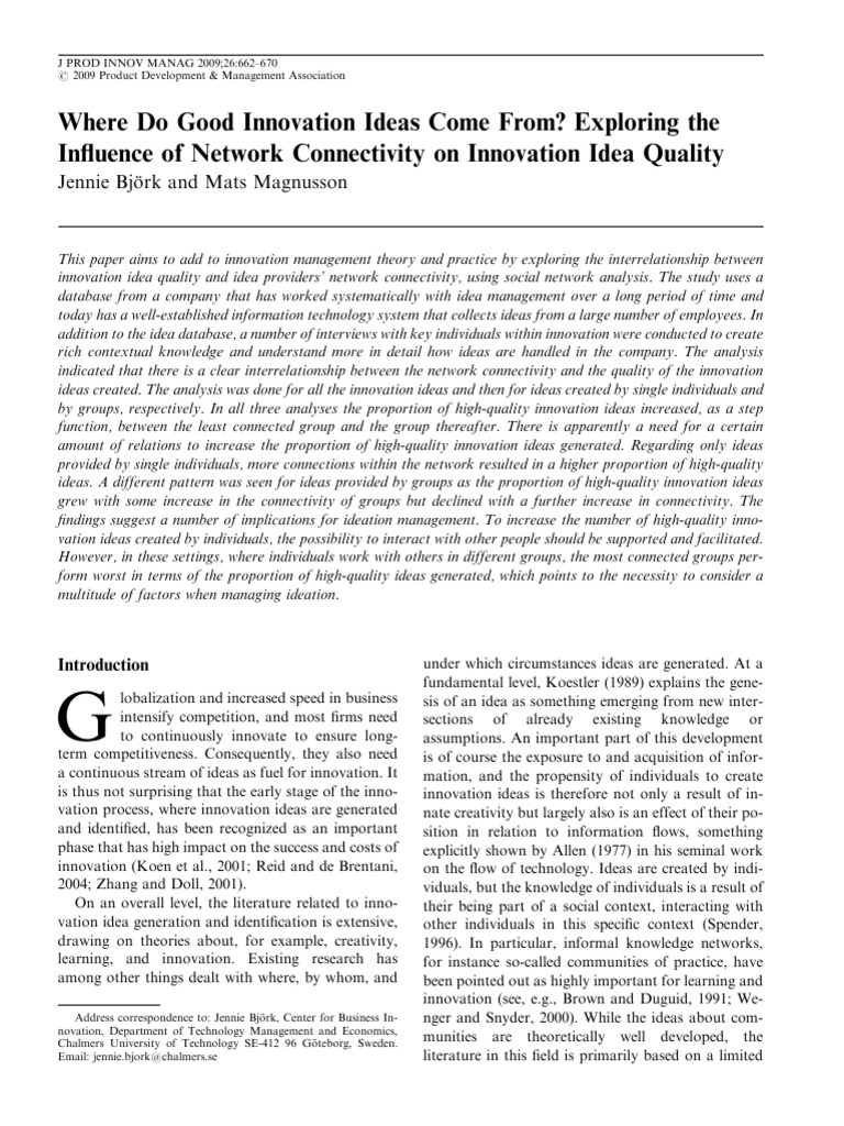 Where Do Good Innovation Ideas Come From Exploring The Influence of ...