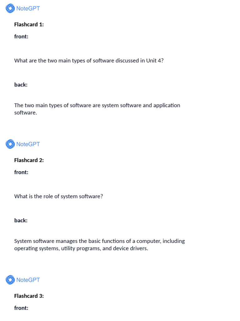 Software Flashcards | PDF | Operating System | Antivirus Software