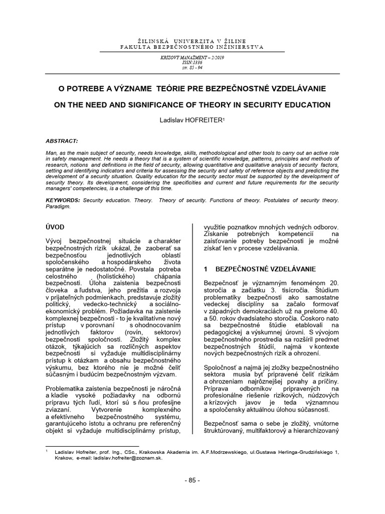 On The Need and Significance of Theory in Security | PDF