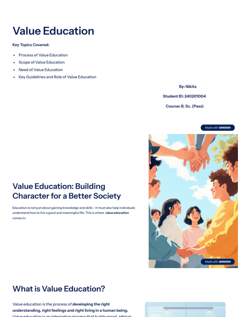 Value Education | PDF | Value (Ethics) | Psychological Resilience
