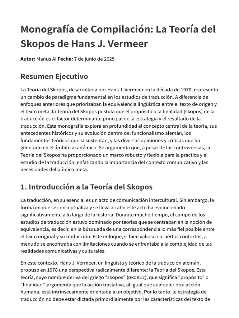 Teoría del Skopos en Traducción | PDF | Traducciones | Interacciones de ...