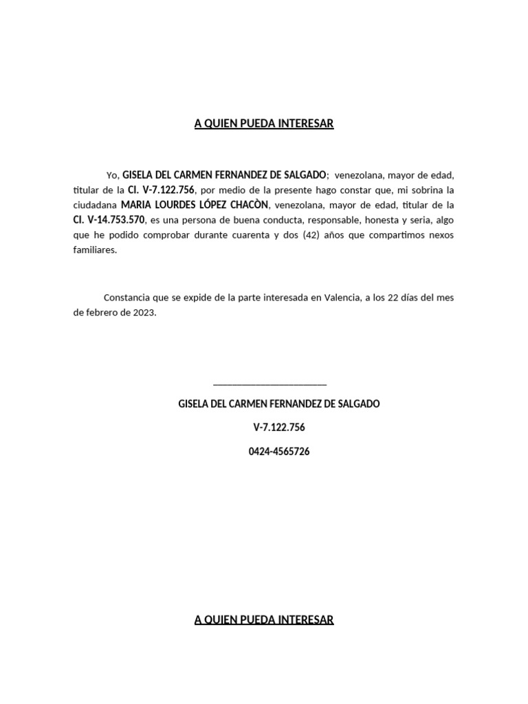 A Quien Pueda Interesar | PDF