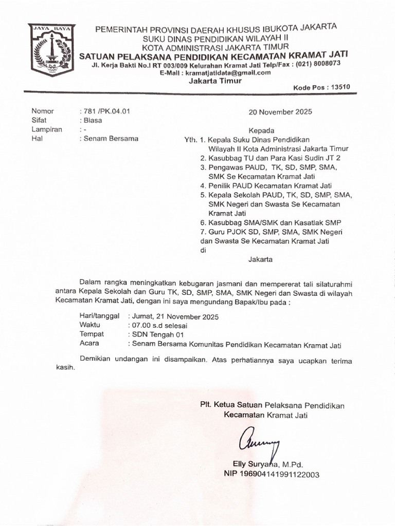 Undangan Senam Bersama, Jumat, 21 November 2025-1 | PDF