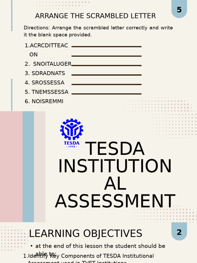 TESDA Institutional Assessment Guide | PDF | Vocational Education ...