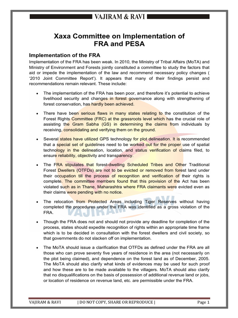 FRA and PESA Implementation Challenges | PDF | Justice | Crime & Violence