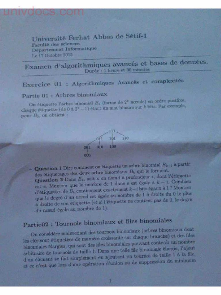 Algorithmiques Avancées Et Bases de Données 1.TextMark - Compressed | PDF