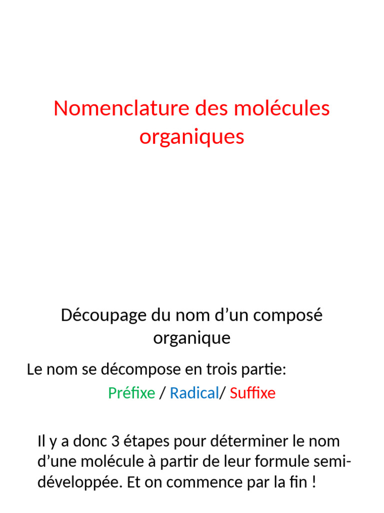 Nomenclature des molécules organiques | PDF | Groupe fonctionnel | Aldéhyde