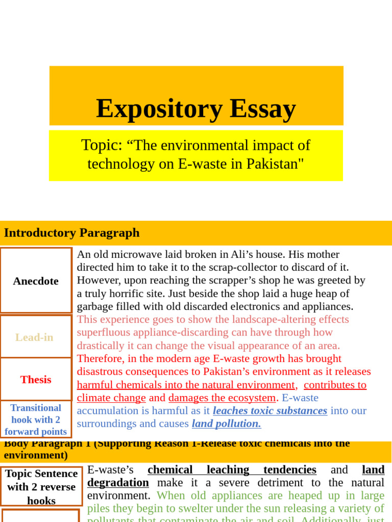 Expository Essay (Impact of E-Waste On Natural Environment) | PDF ...