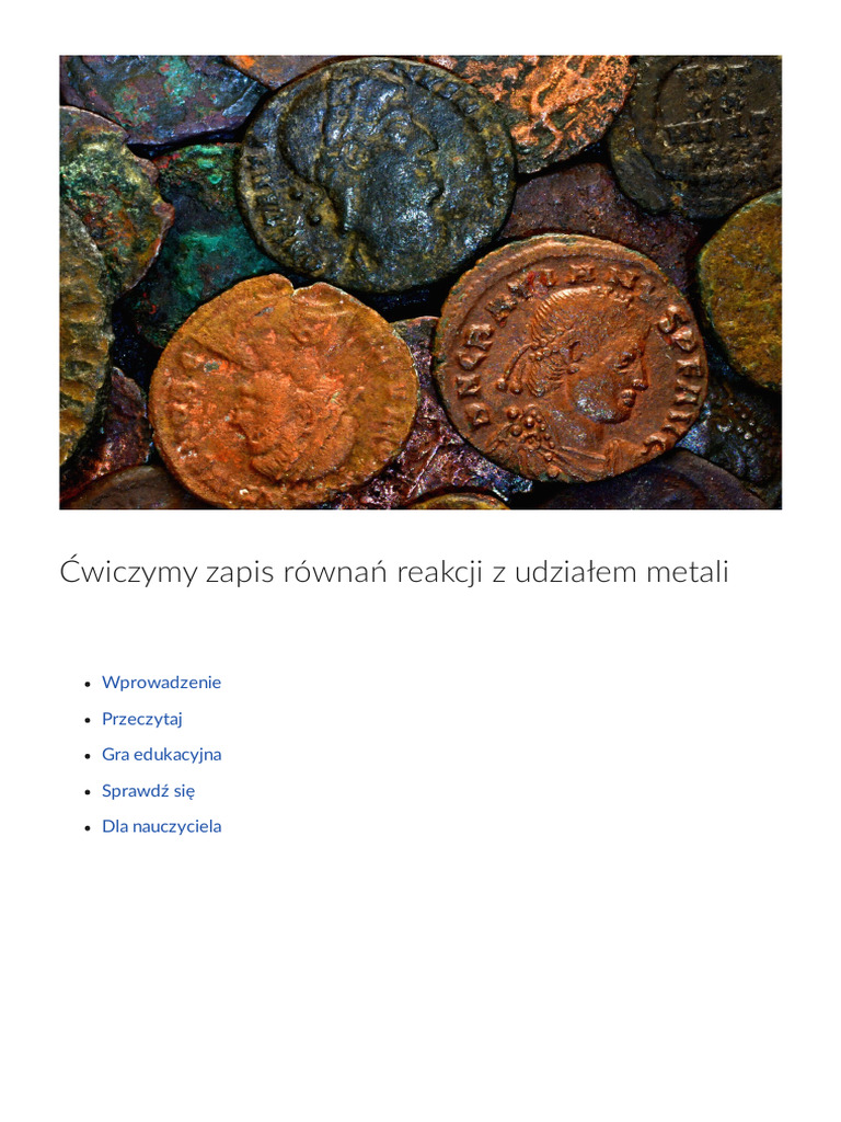 Cwiczymy Zapis Rownan Reakcji Z Udzialem Metali | PDF