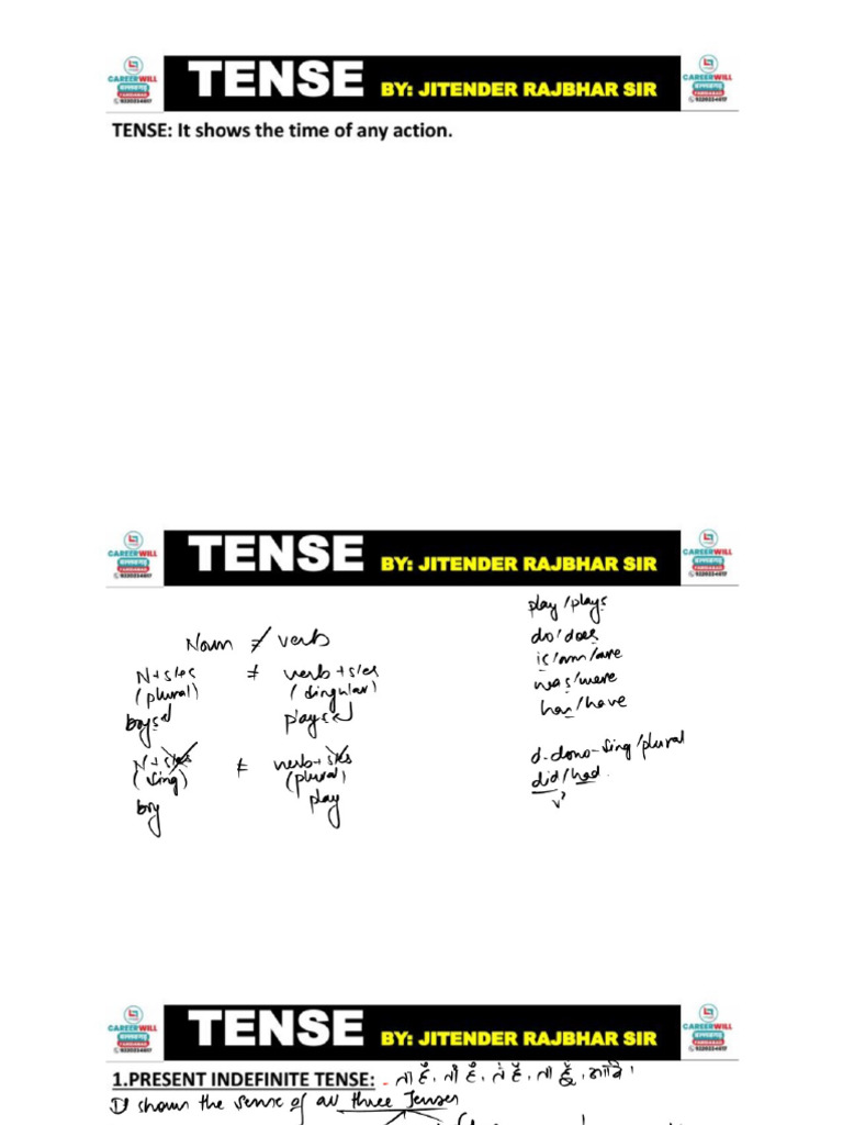 Tense Complete by Jitender Rajbhar Sir PDF Class 2 | PDF