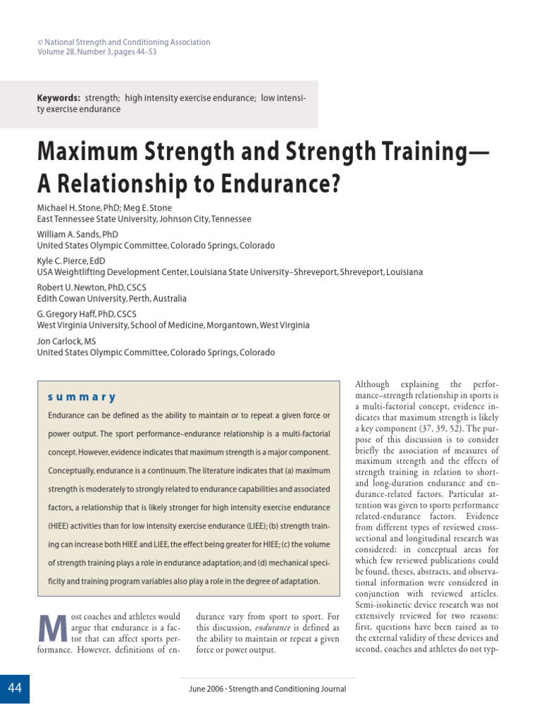 Strength Training's Impact on Endurance | PDF | Strength Training | Force