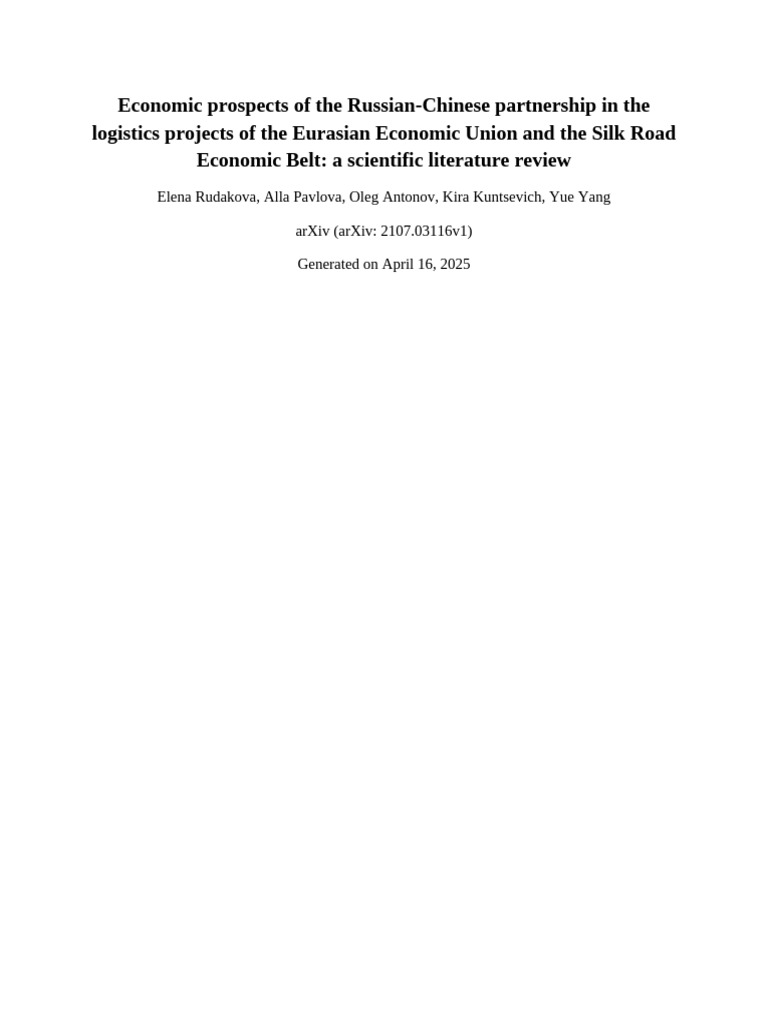 Economic Prospects of The Russian-Chinese Partners | PDF | China ...