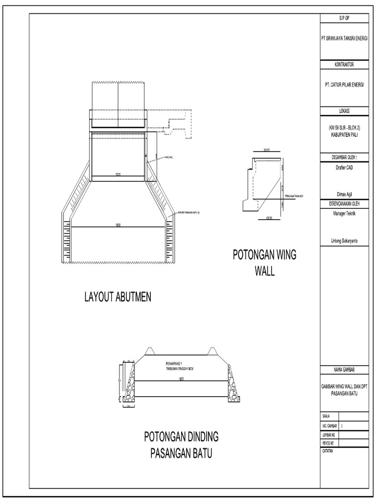 Gambar Wingwall Dan DPT Pasangan Batu | PDF