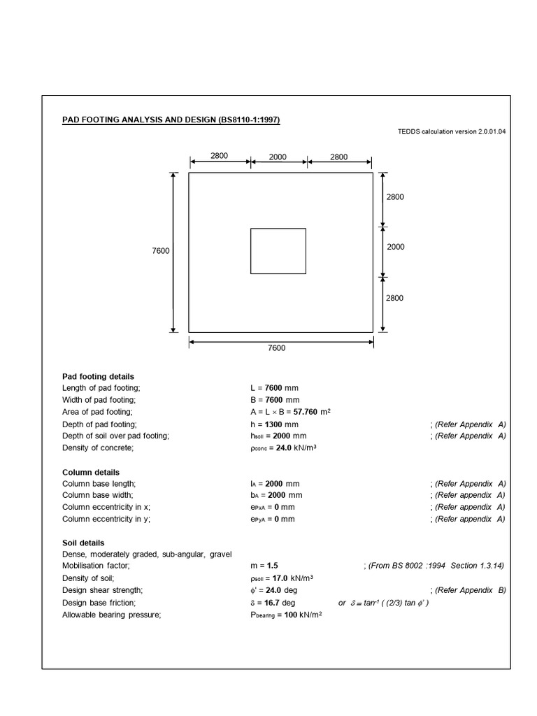 Calculation Foundation | PDF | Structural Engineering | Continuum Mechanics