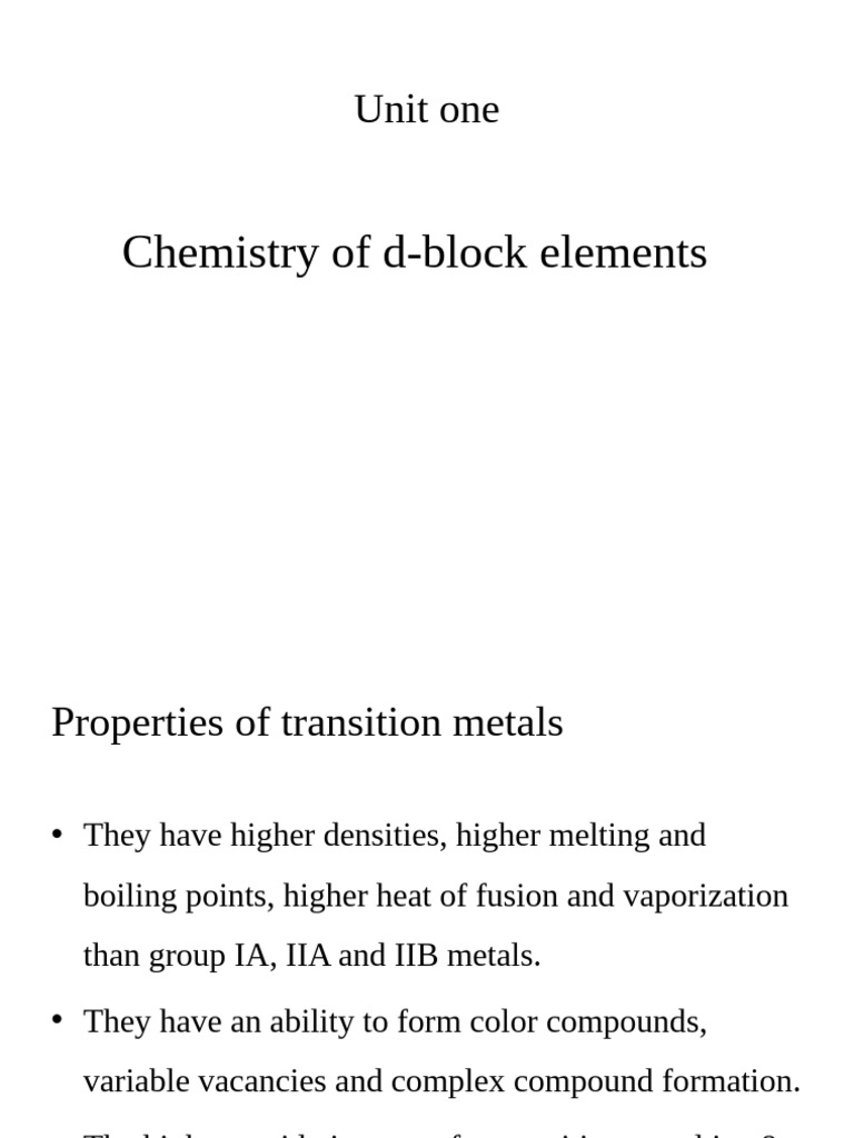 Chemistry of d-Block Elements Explained | PDF | Catalysis | Transition ...