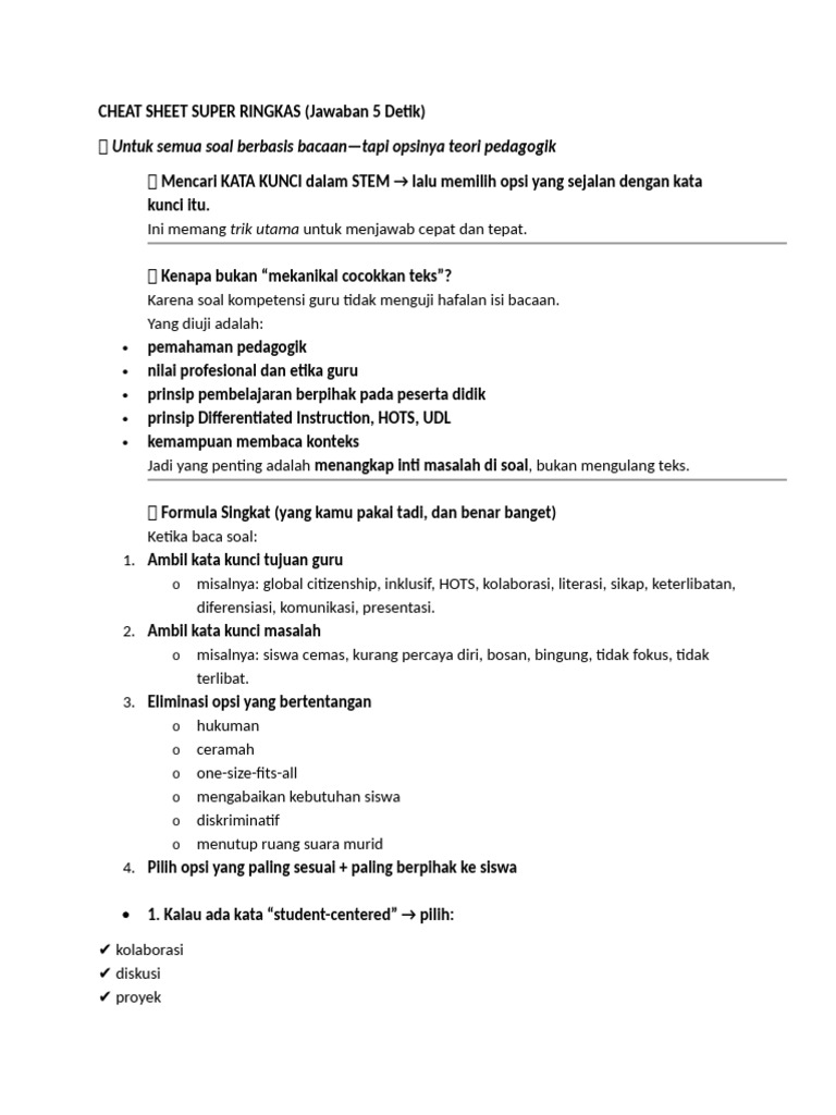 Cheat Sheet Super Ringkas | PDF