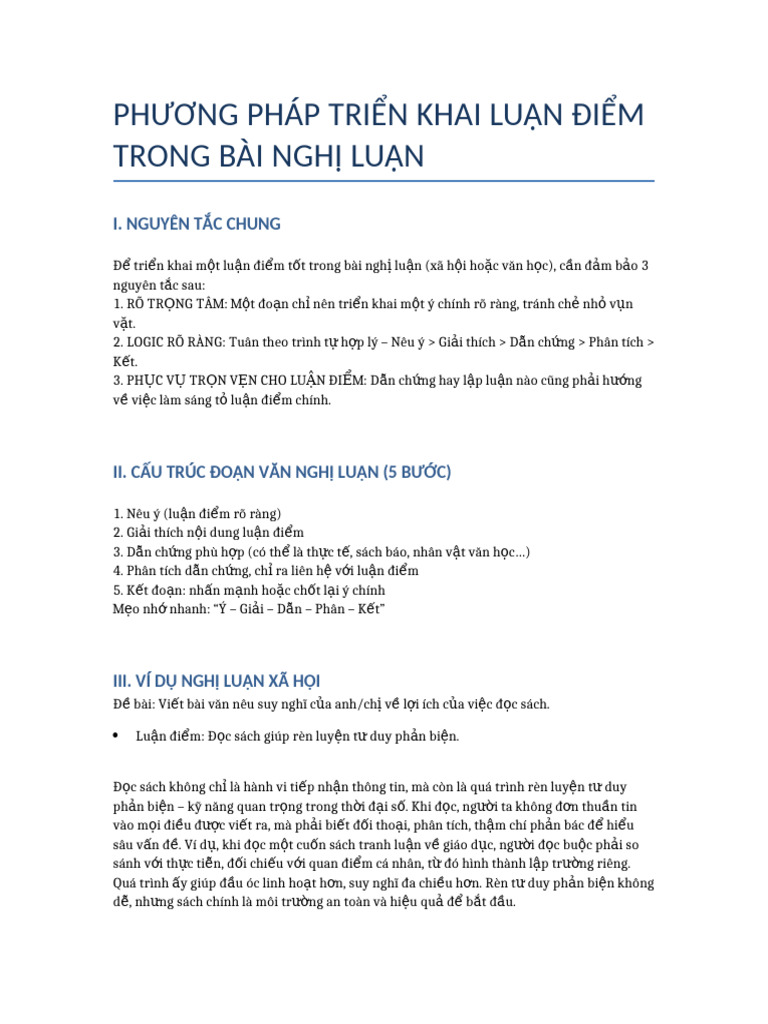 Phuong Phap Trien Khai Luan Diem NLVH NLXH | PDF