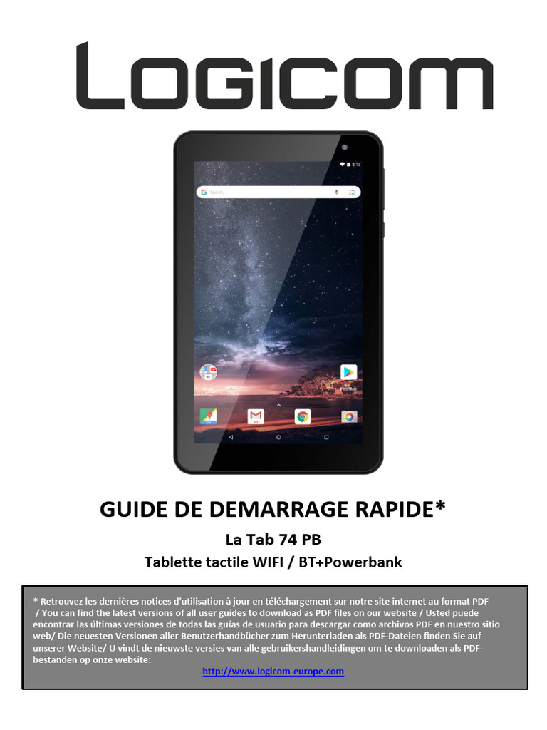 Guide de démarrage Tab 74 PB | PDF | USB | Prise électrique