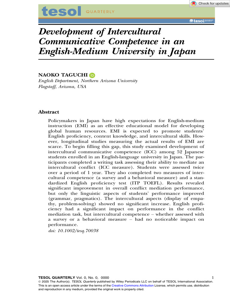 Intercultural Competence in Japan's EMI | PDF | Empathy | Test Of ...