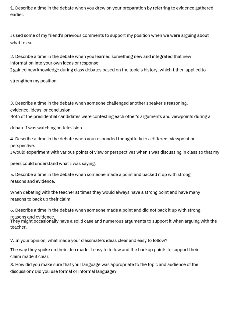 Debate Answers | PDF