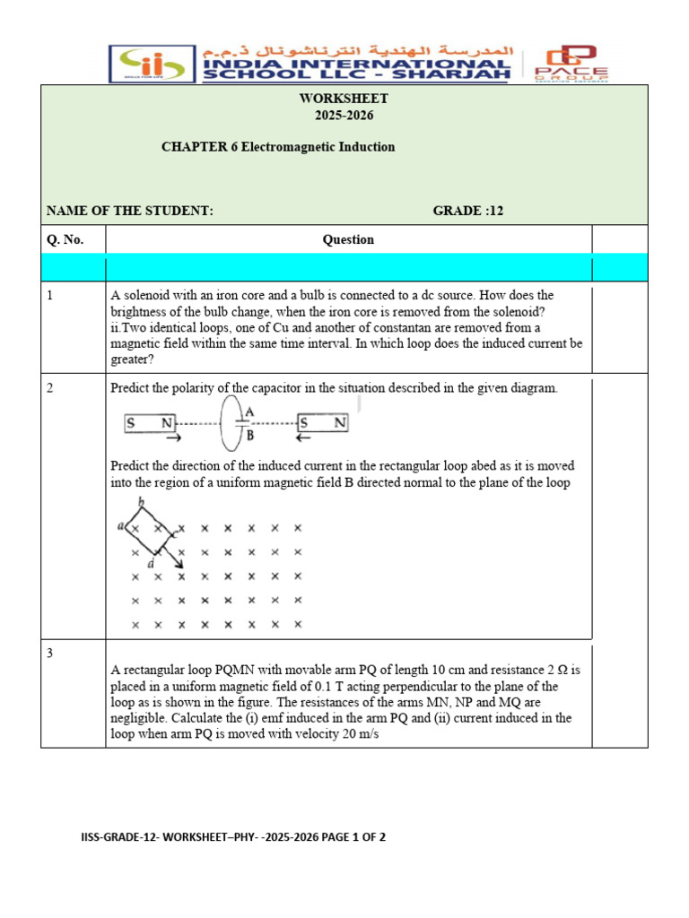 GR 12 Physics Worksheet La 6 | PDF